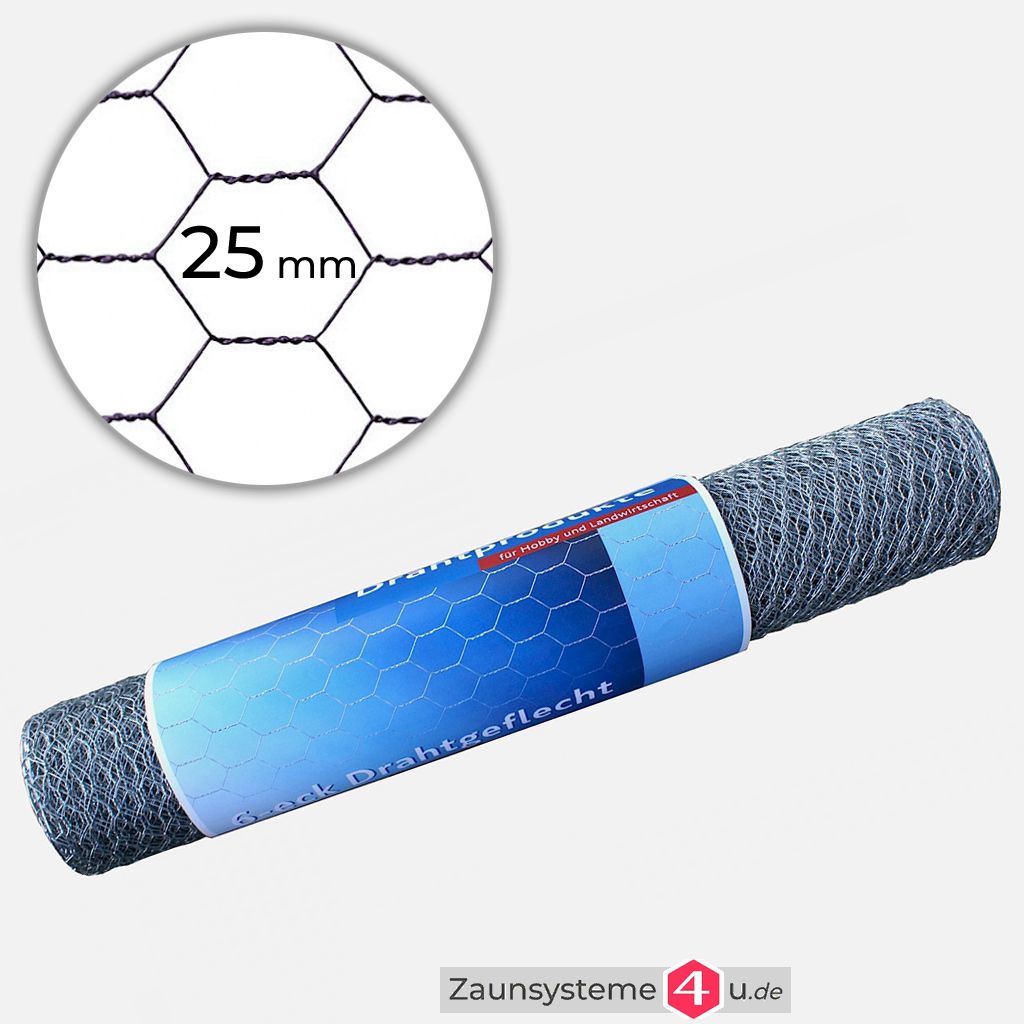 6-eck Geflecht 25 x 0,8 mm feuerverzinkt in verschiedenen Höhen und Längen